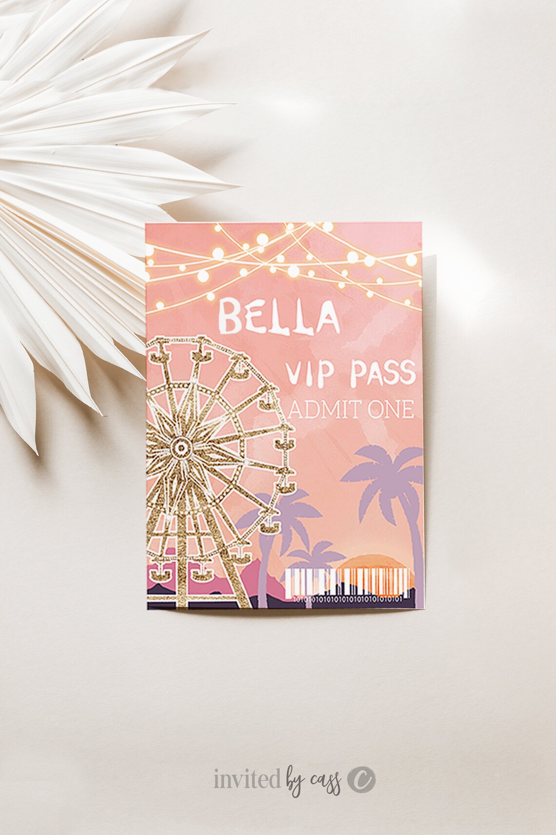 Editable Music Festival VIP Pass: Floral Birthday Invite (digital ...