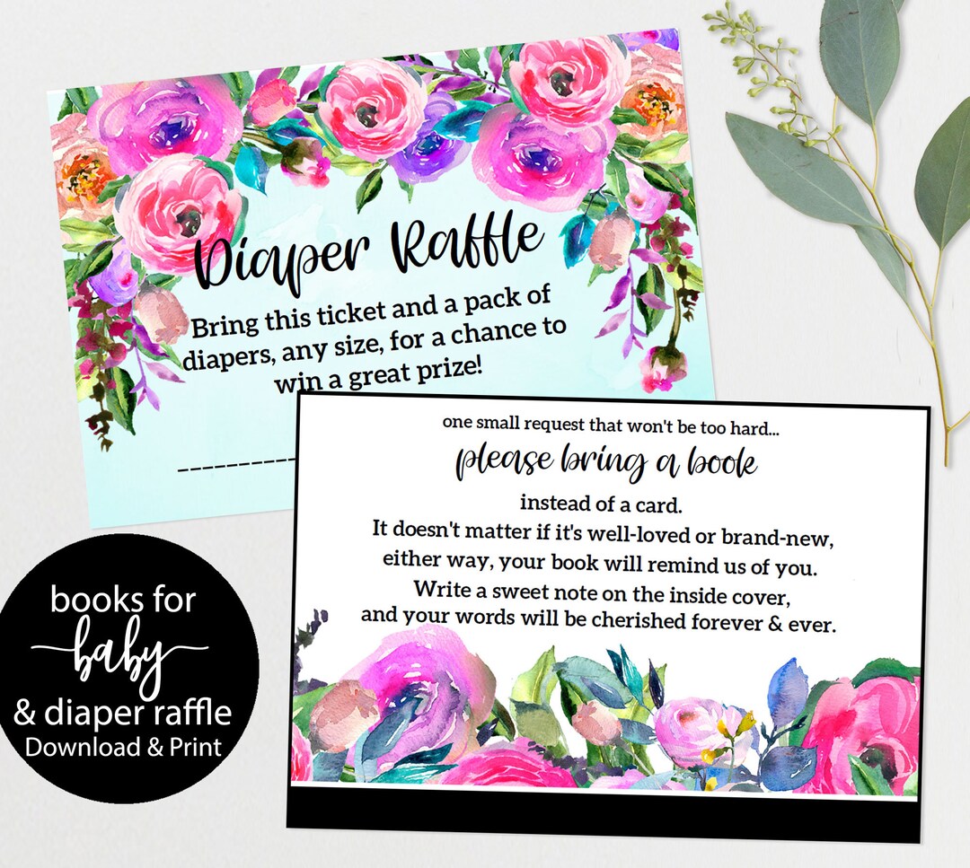 Baby Shower Books for Baby + Diaper Raffle, Download Instantly, Bright ...