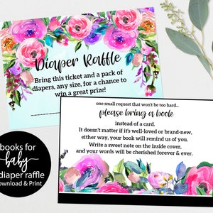 Baby Shower Books for Baby + Diaper Raffle, Download Instantly, Bright ...