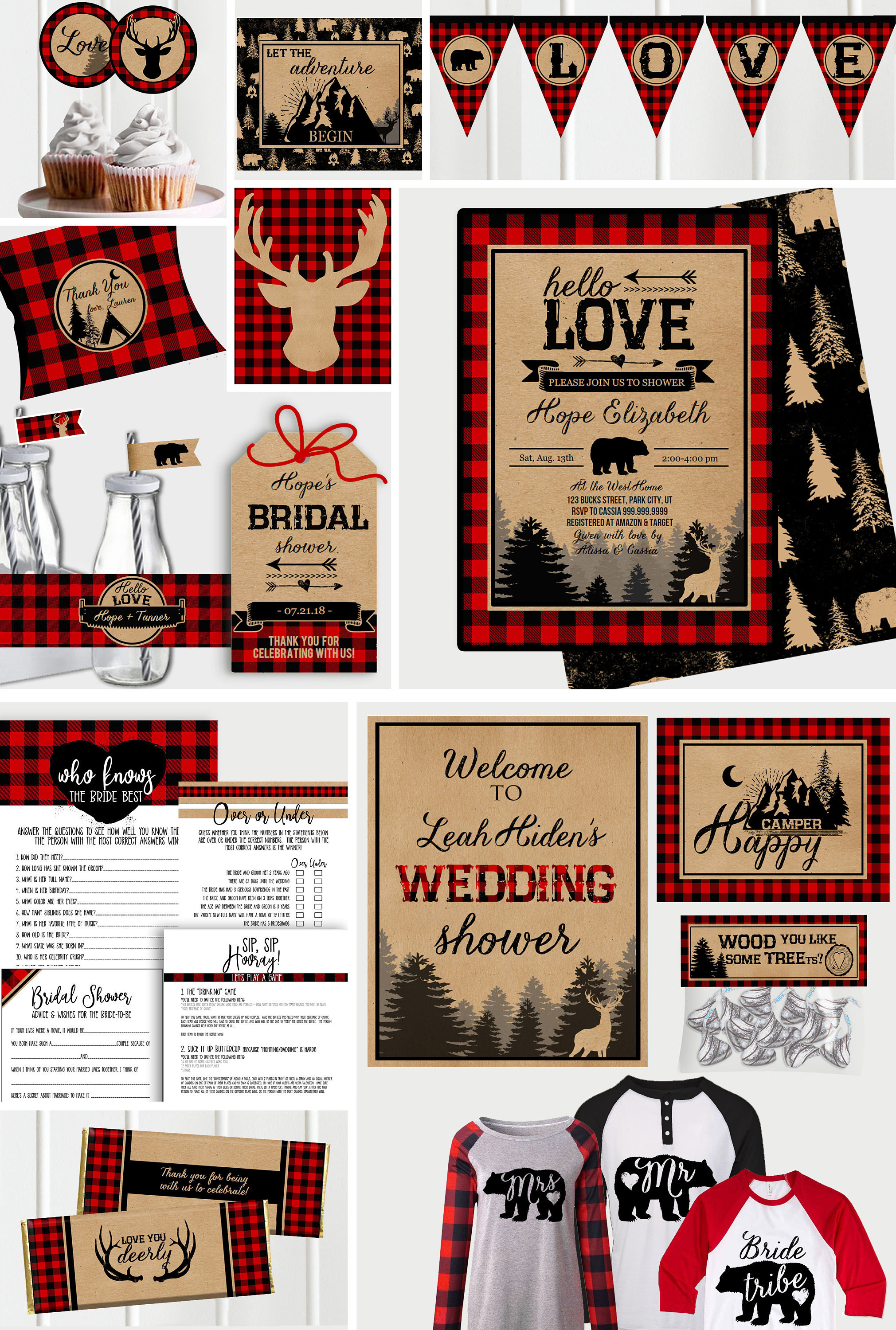 BUNDLE Buffalo Plaid Bridal Shower Invitation - Rustic Bridal Shower ...