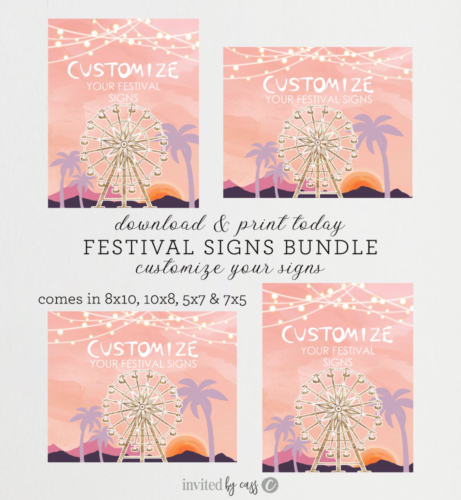 Ferris Wheel Festival Arrows Sign: Custom DIY Decor (digital Download ...