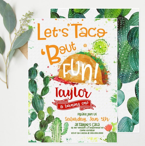 Fiesta Printable Taco Birthday Invitation, Taco 1st Birthday Invite ...