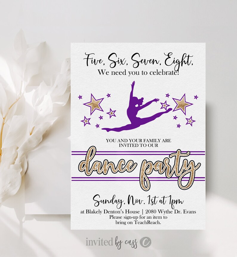 Dance Birthday Invitation Dance Team Party Editable Dancer - Etsy
