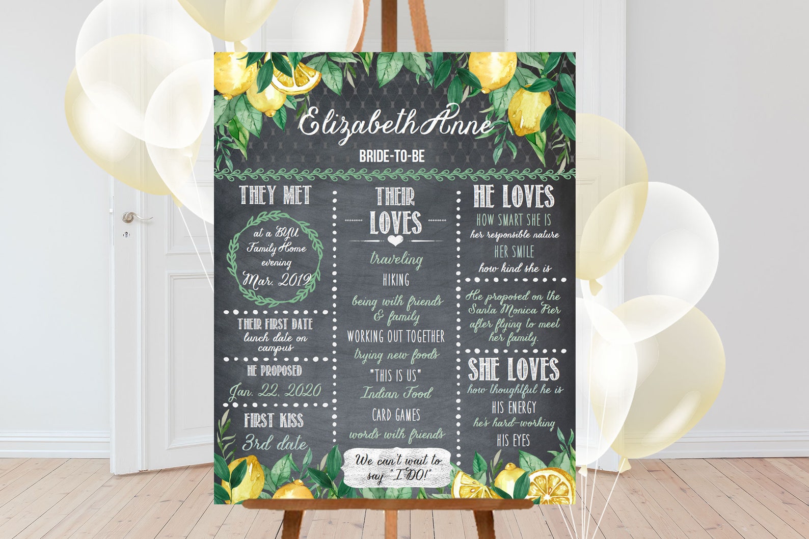 Lemon Bridal Shower Chalkboard Printable / Lemonade Shower Drive Thru ...