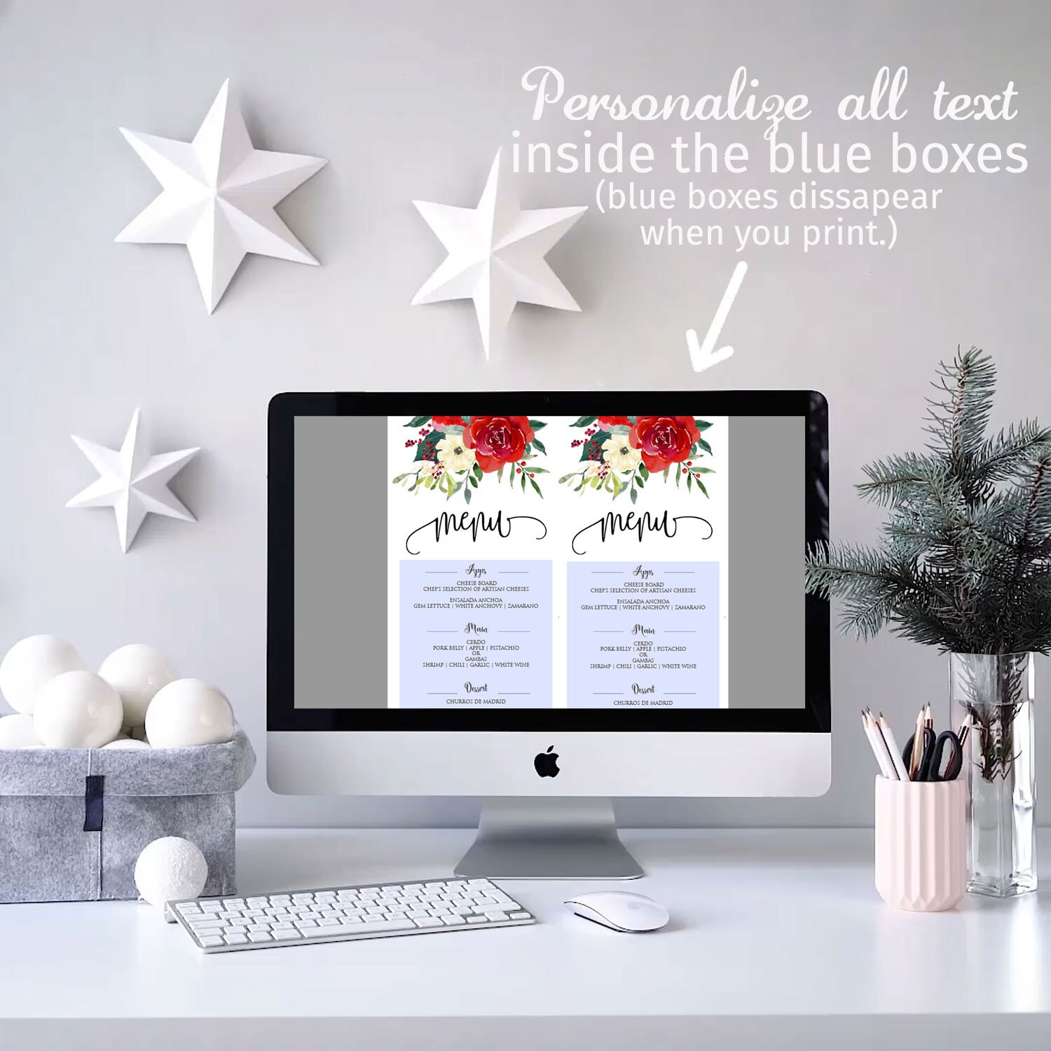 Christmas Menu Greenery Menu Holly Menu Christmas Shower | Etsy