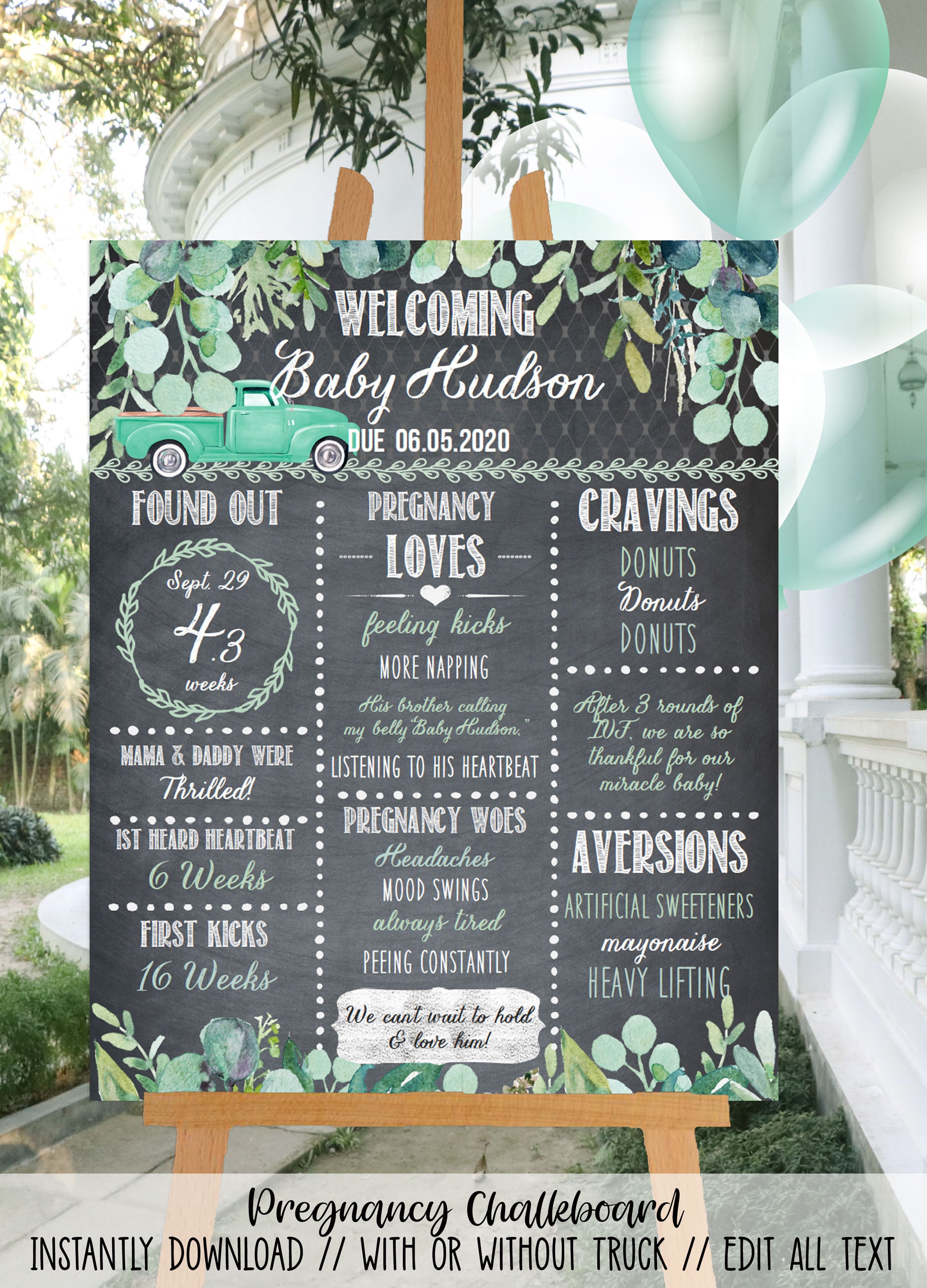 Quarantine Baby Shower Pregnancy Chalkboard Printable / Drive Thru ...