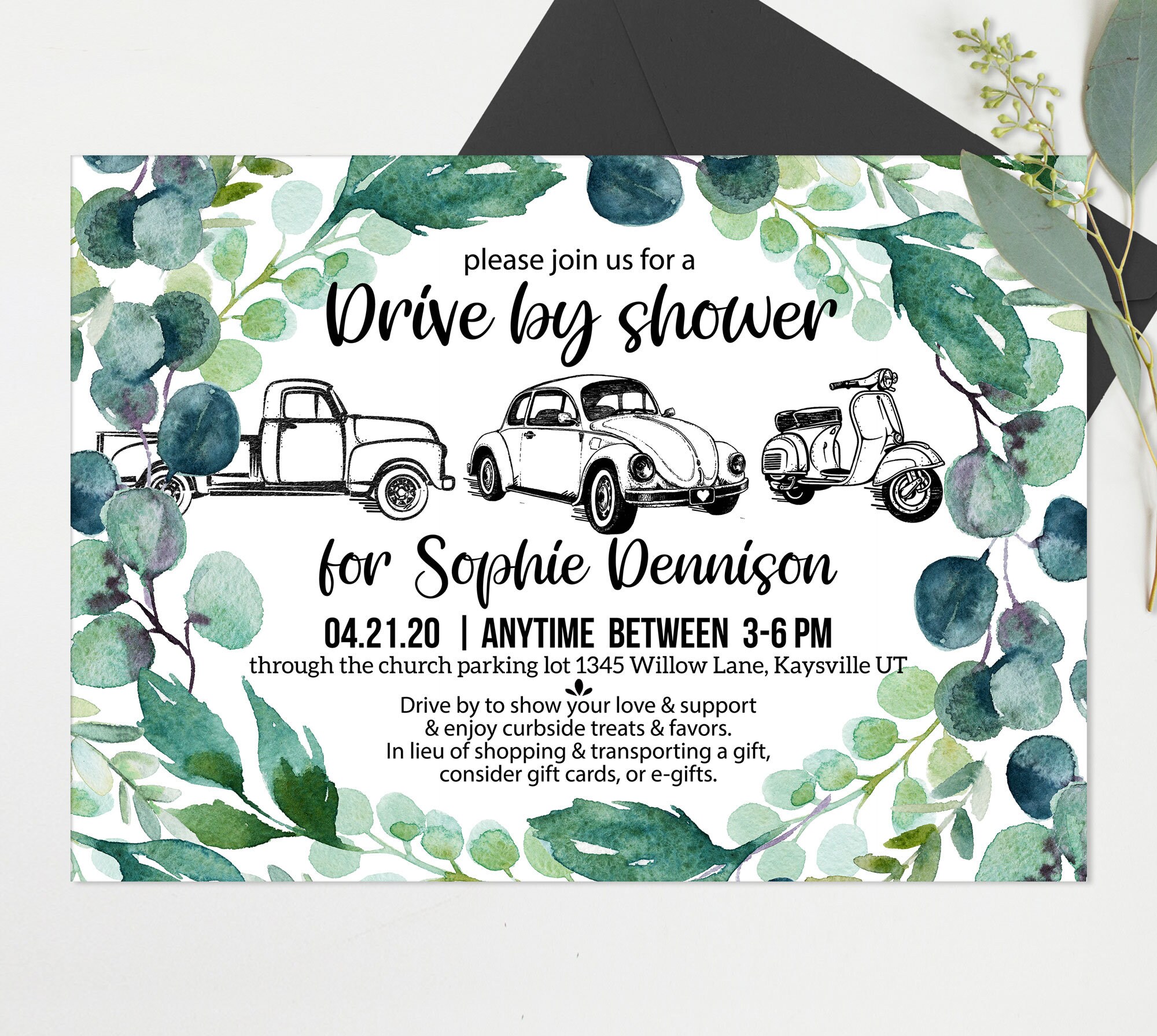 Drive Through Shower Quarantine Party Greenery Drive-by | Etsy