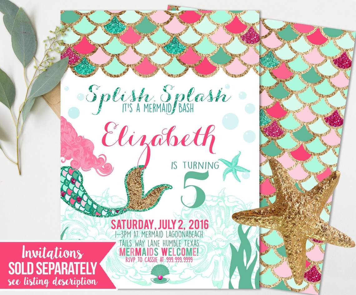 Pink Mermaid Birthday Party Decor / Under the Sea Mermaid | Etsy