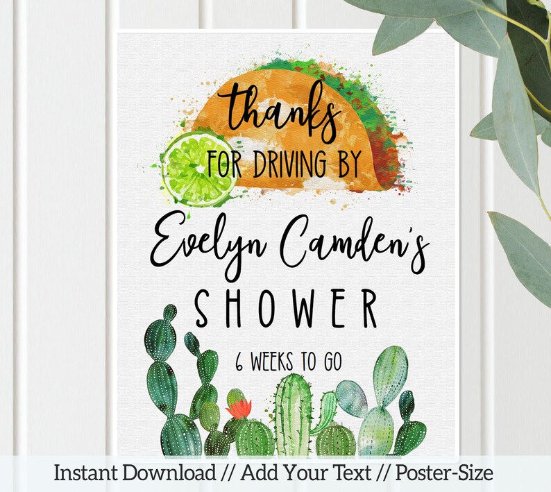 Quarantine Shower Poster - Taco Fiesta Drive by Shower - Drive by ...