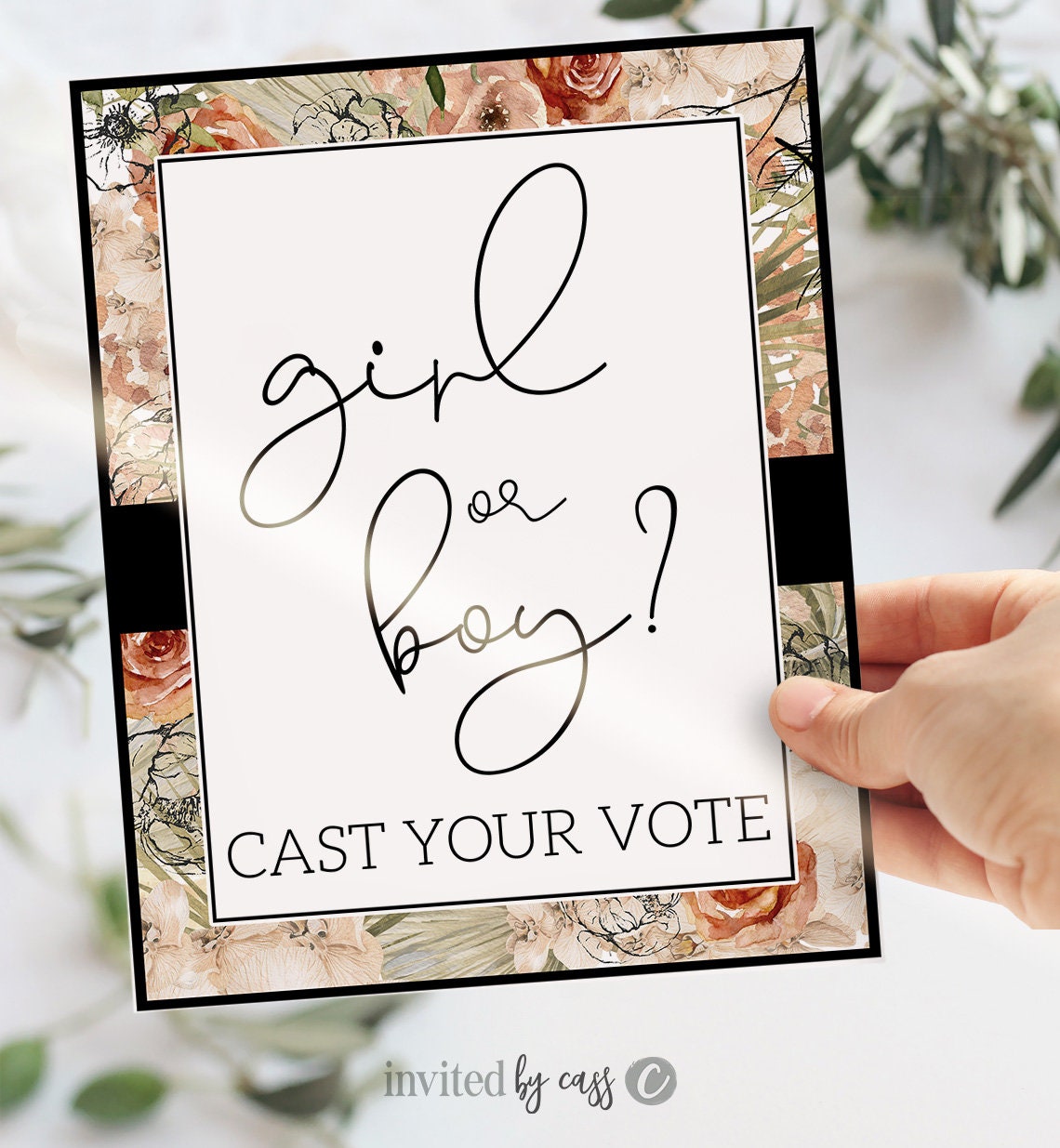 Gender Reveal Game Cast Your Vote Sign With Cards Boho Baby - Etsy