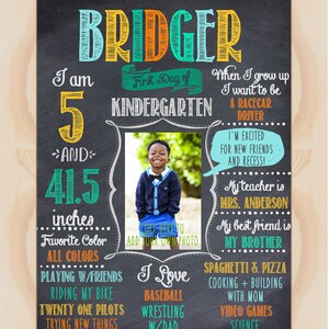 Back to School Chalkboard, Boy Photo, First Day of School Sign, ANY ...