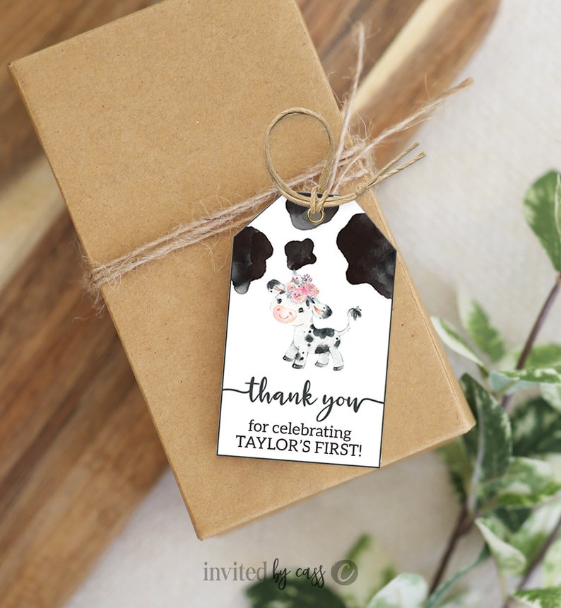 Editable Holy Cow Birthday Favor Tags Pink Cow Bottle Labels - Etsy