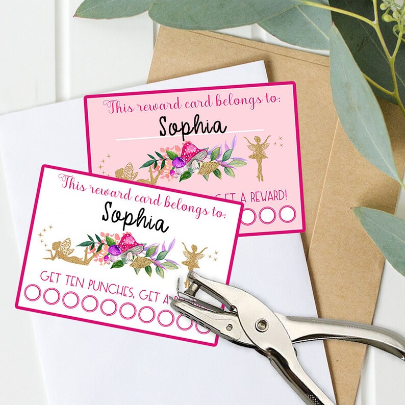 Kids Reward Chart Sticker Chart Punch Cards Girls Fairy - Etsy