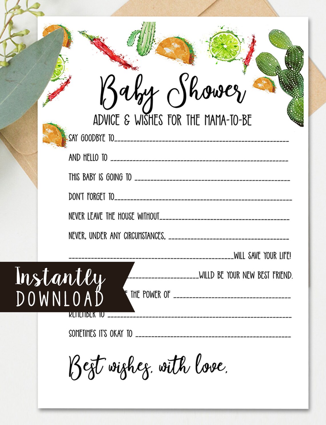 Fiesta Baby Shower Game Baby Advice & Wishes Printable | Etsy