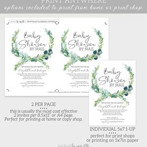 Baby Shower by Mail Invitation, Eucalyptus, Social Distance Shower ...