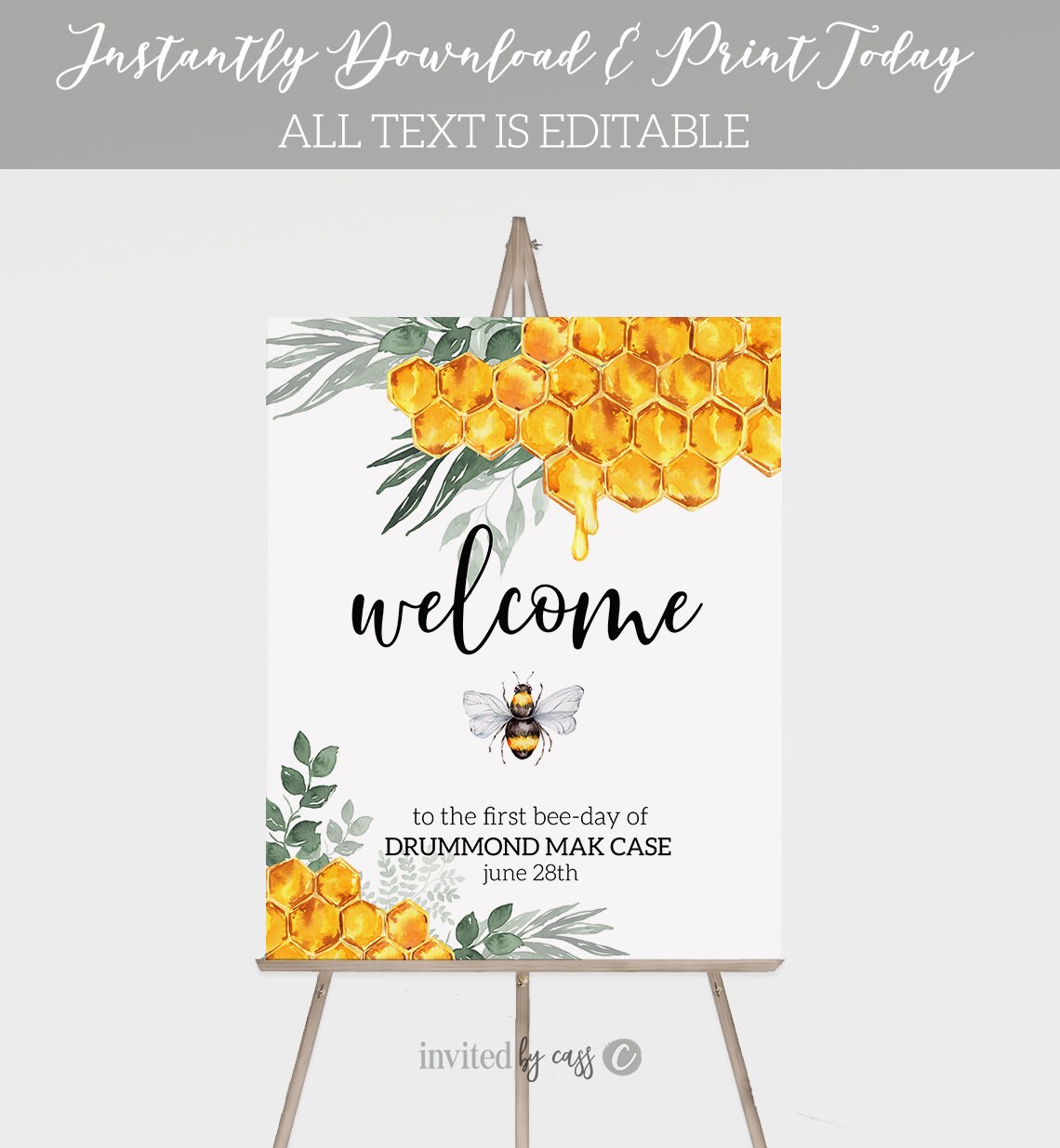 Sweet as Can Bee Birthday, Welcome Sign, Bumblebee First Bee Day, ANY ...