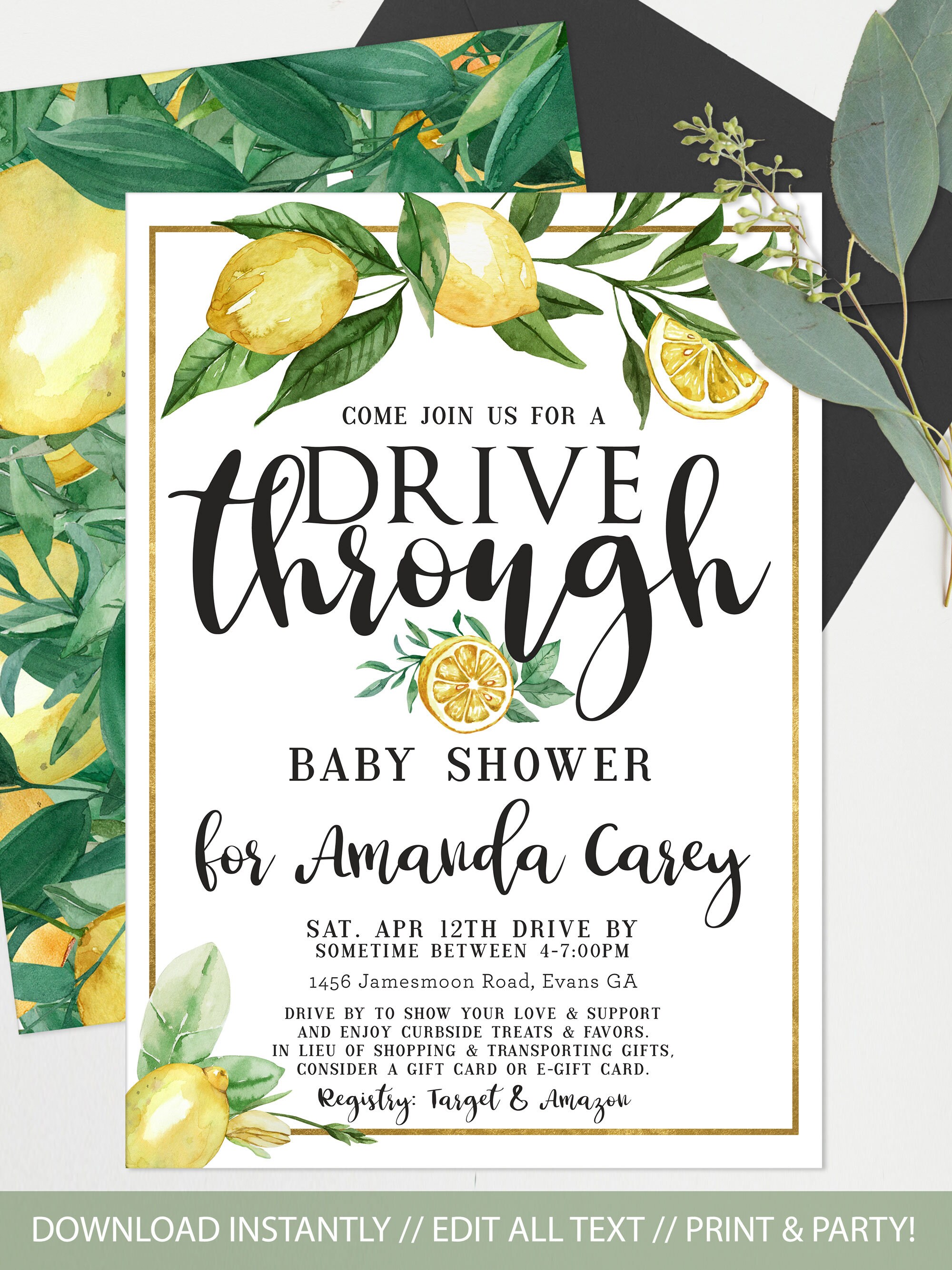 Drive Through Baby Shower- Quarantine Lemon Drive by Party Invitation ...
