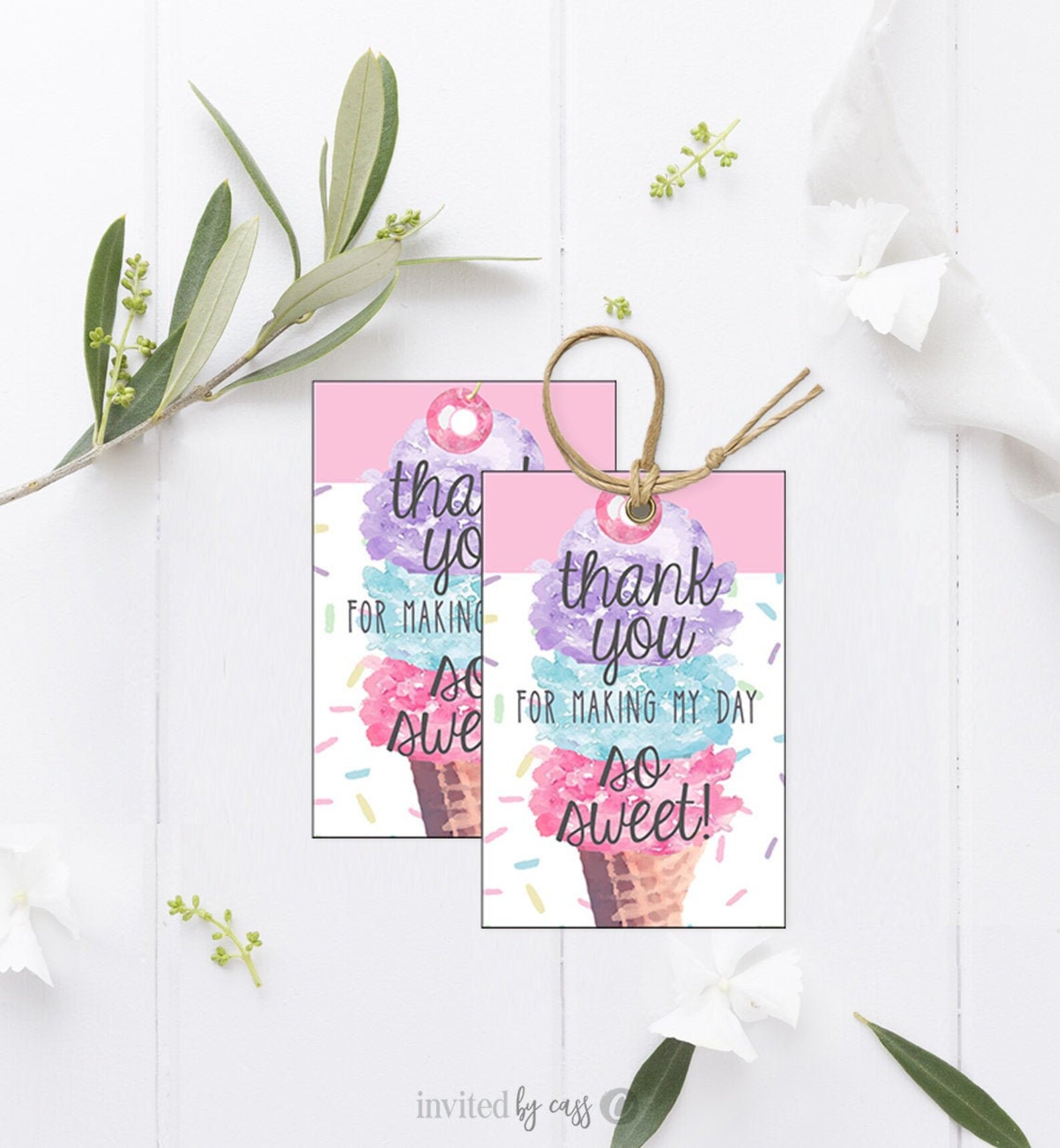 Ice Cream Favor Tags Summer Party Gift Tags Ice Cream - Etsy