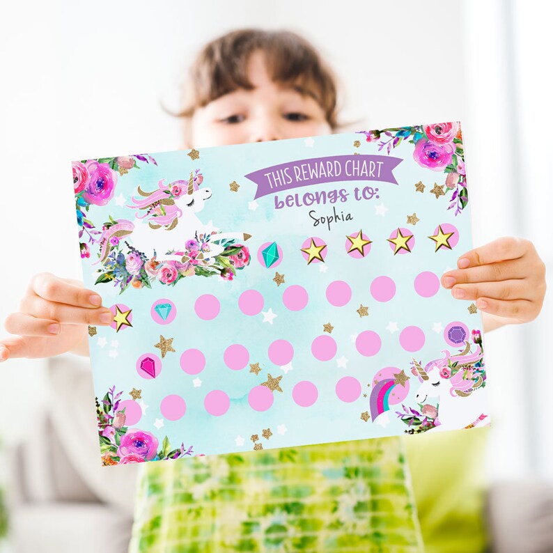 Kids Reward Chart Sticker Chart Punch Cards Girls - Etsy