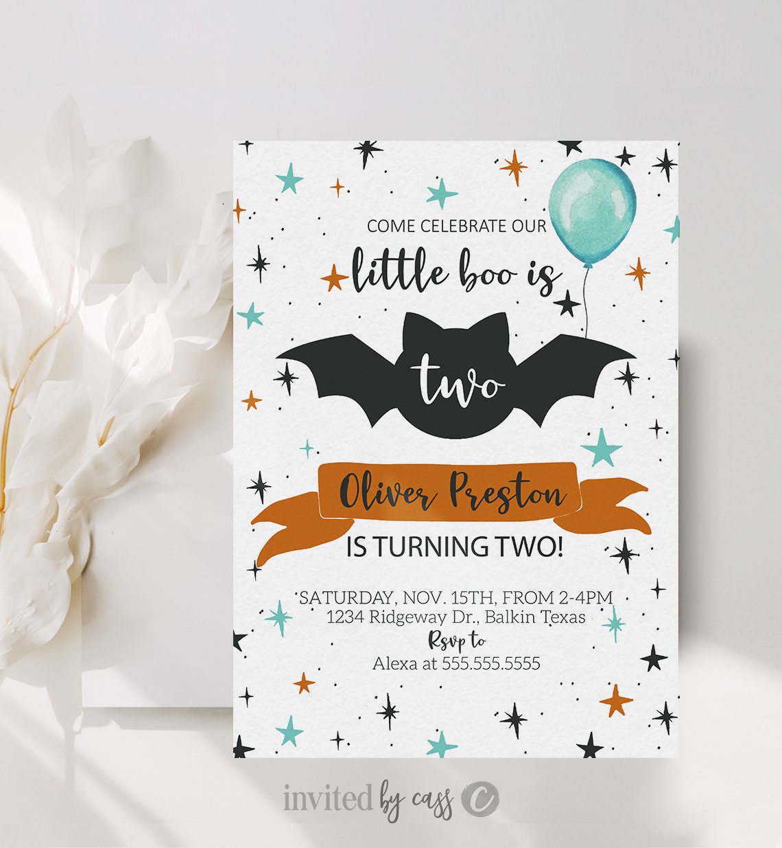 Editable Teal Orange Halloween Birthday Invitation Our Little - Etsy