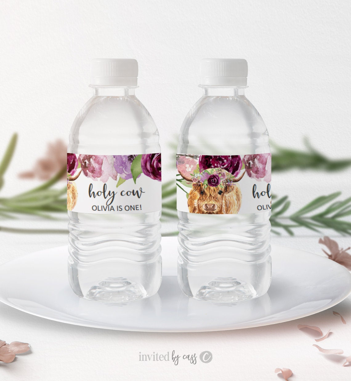 Editable Holy Cow Birthday Water Bottle Labels Purple - Etsy