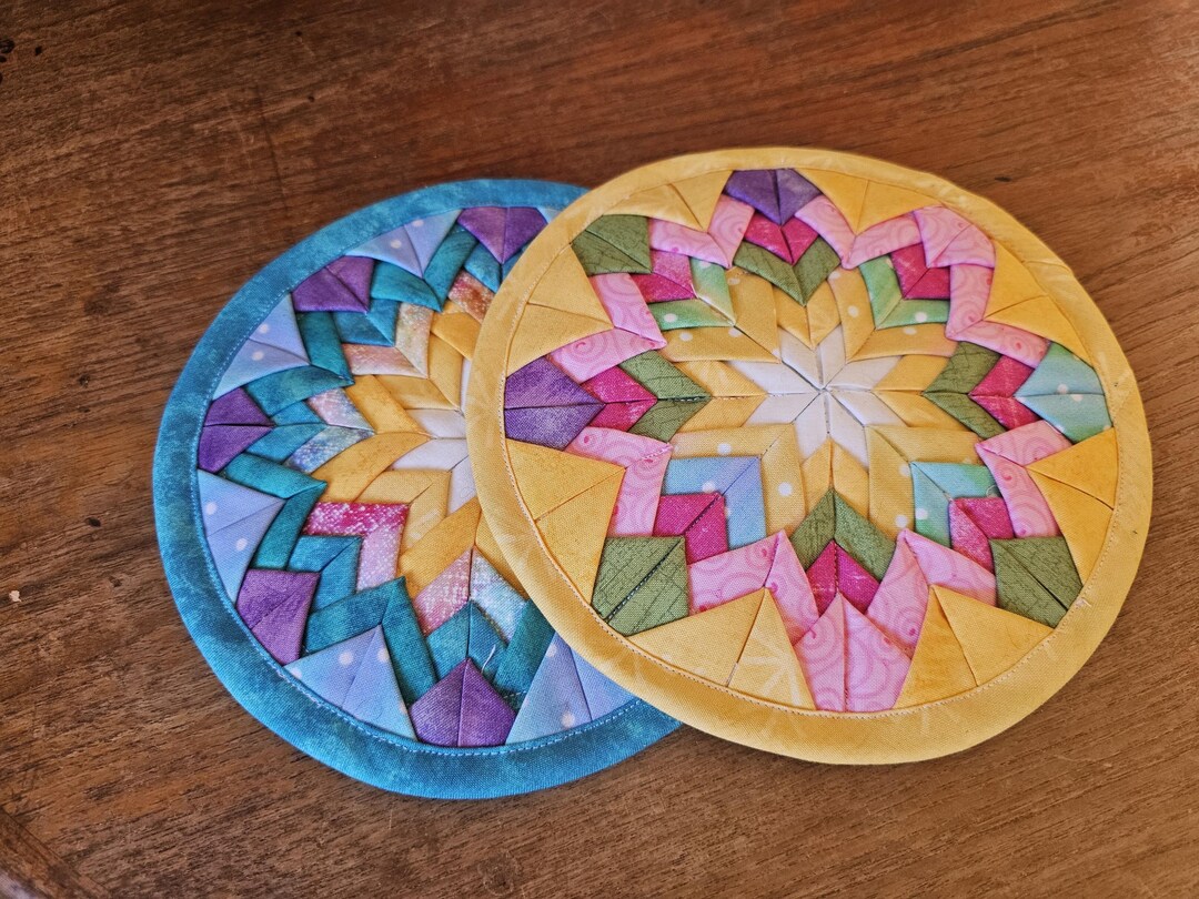 Handmade Quilted Hot Pad – Farmhouse Kitchen Decor, 7" Round, Reusable ...