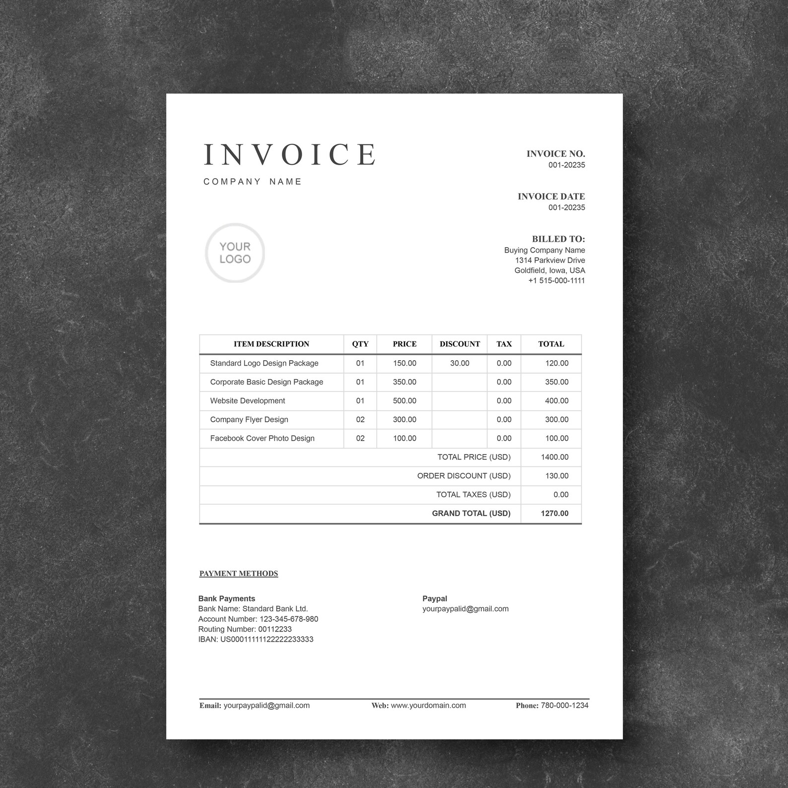 Editable Invoice Template: Printable Word, Custom Forms & Blank Billing ...