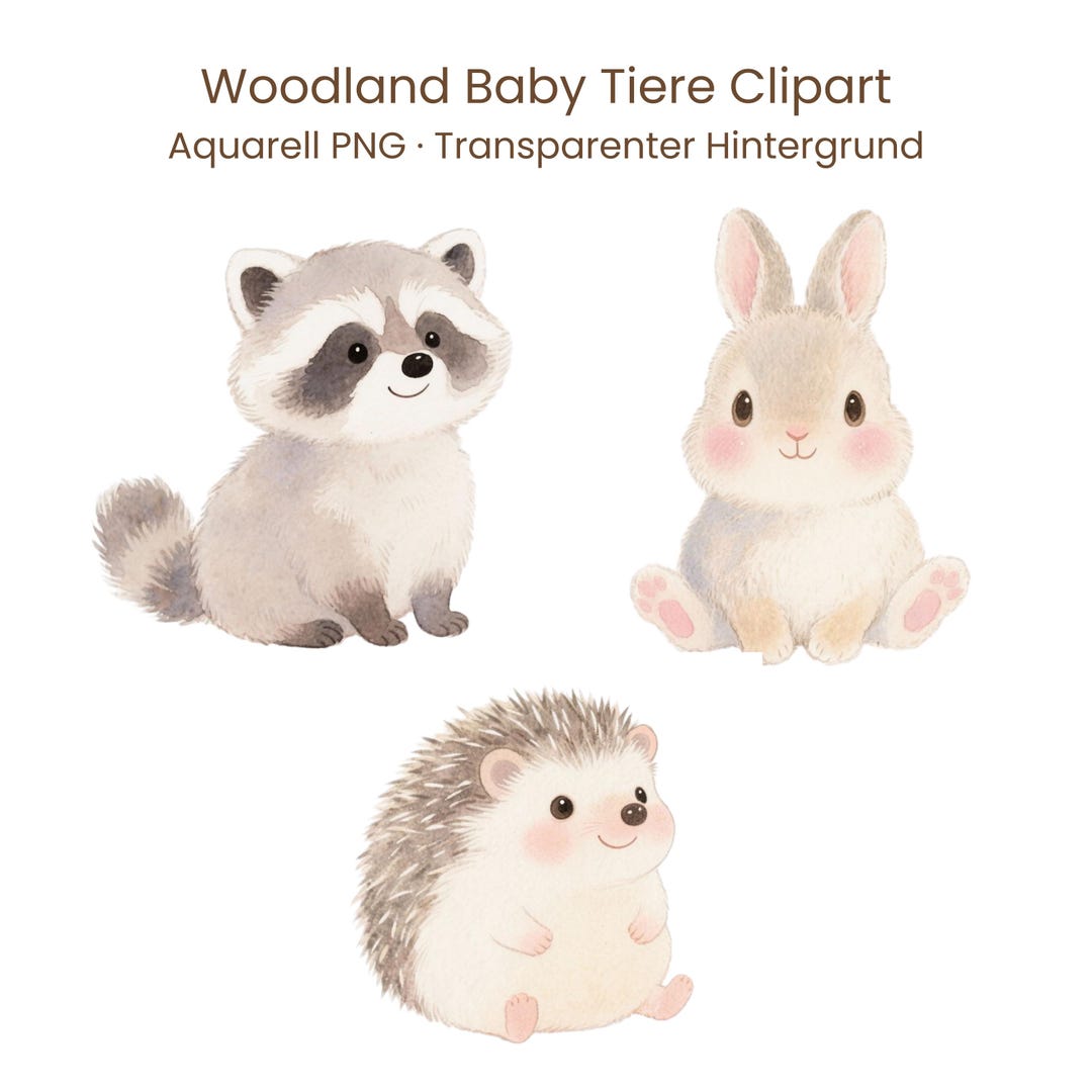 Woodland Baby Animals Clipart Bundle – Watercolor PNG for Baby Room ...