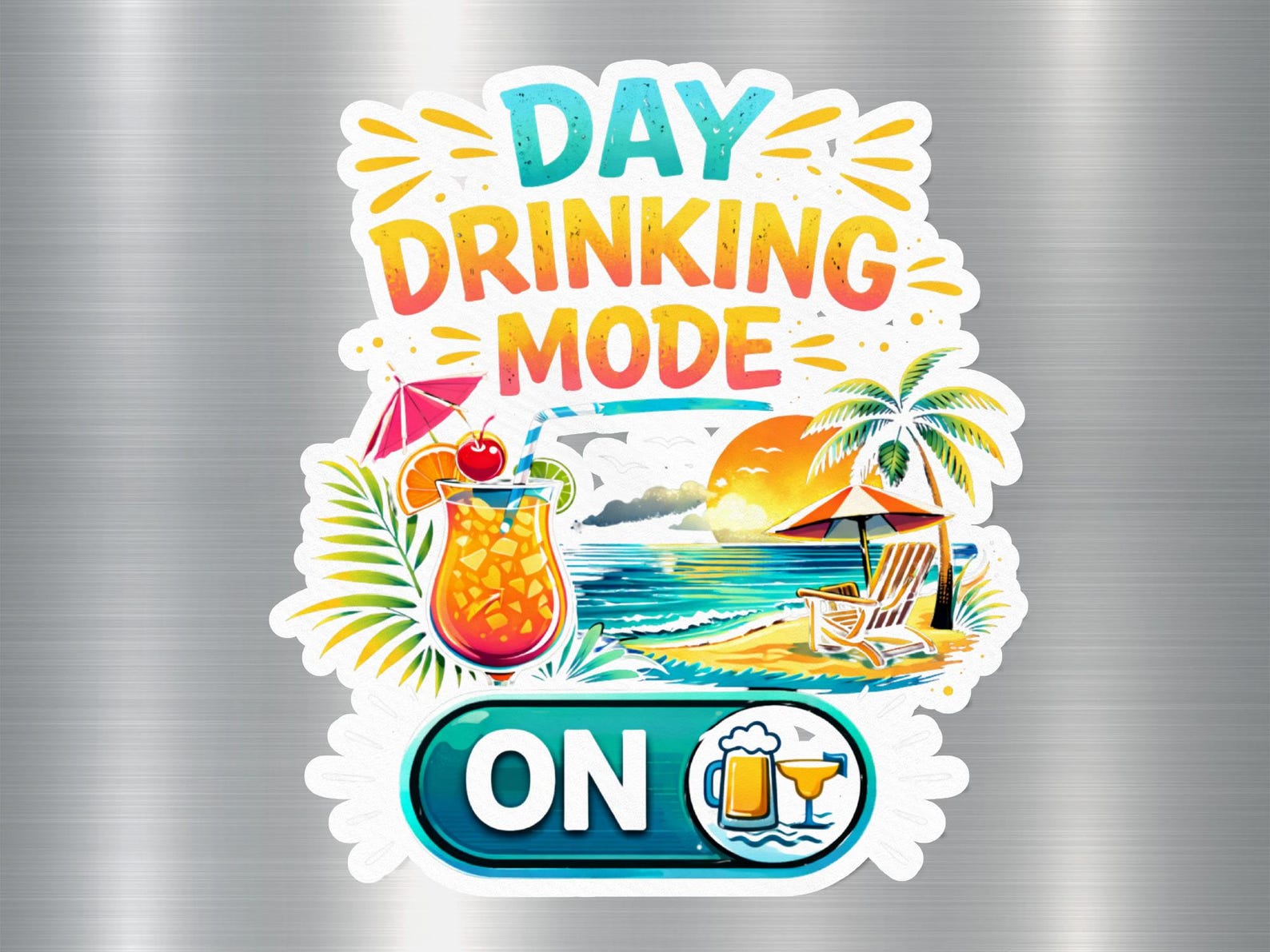 Day Drinking Mode on Magnet, Beach Vacation Cruise Decor, Tropical ...