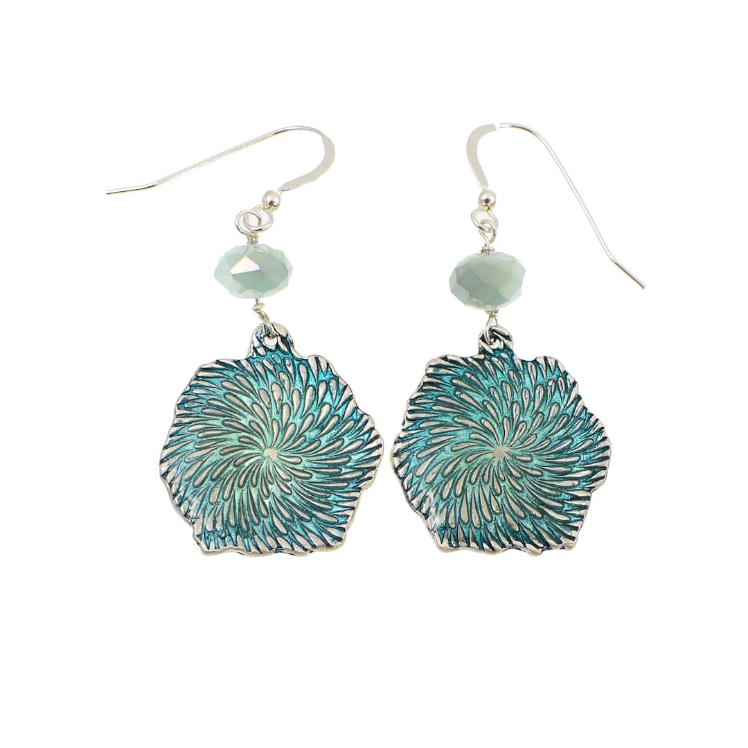 Silver Splash Earrings With Aqua Blue Resin and Iridescent and Matte ...