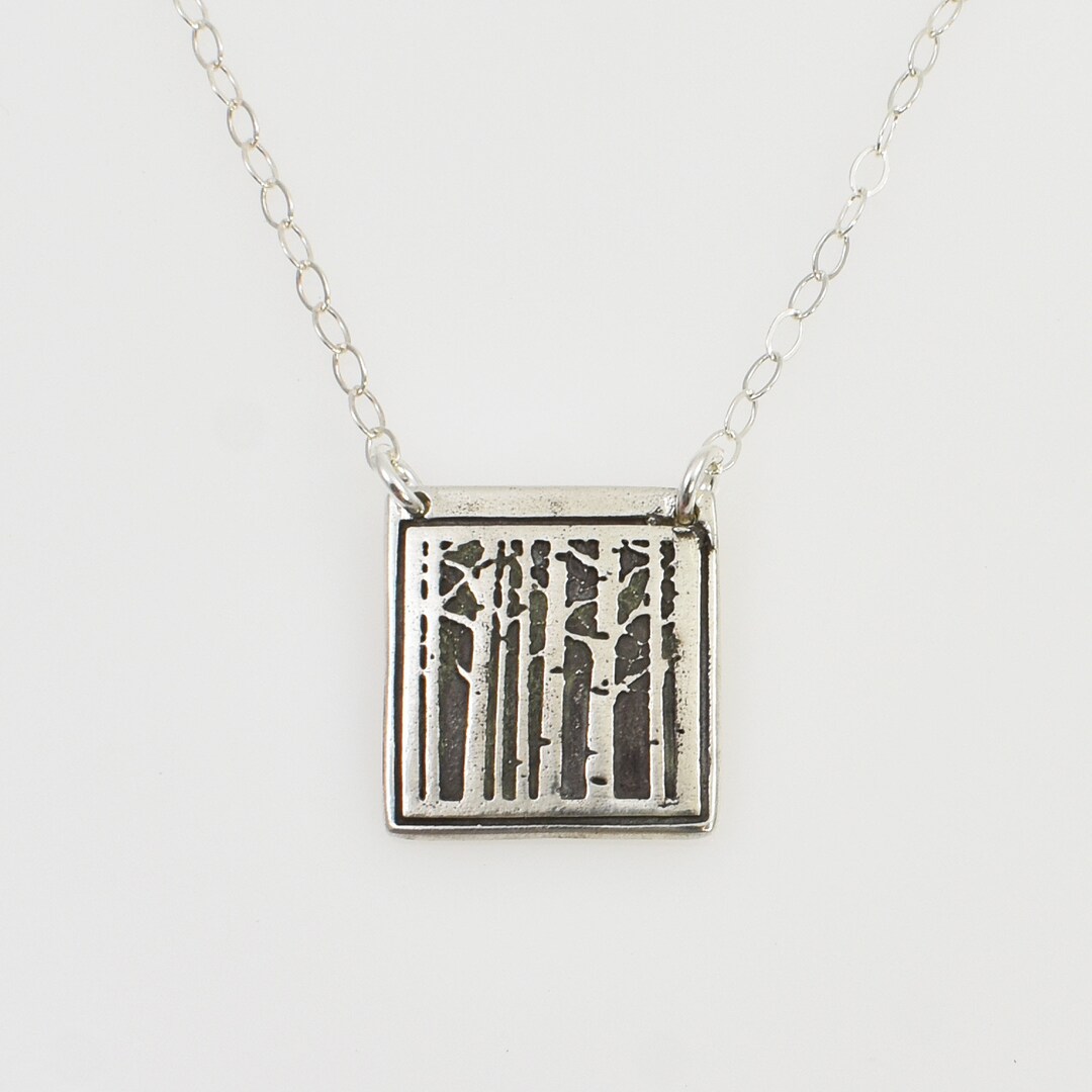 Handmade Sterling Silver Aspen Trees Necklace, Birch Tree Jewelry, Tree ...