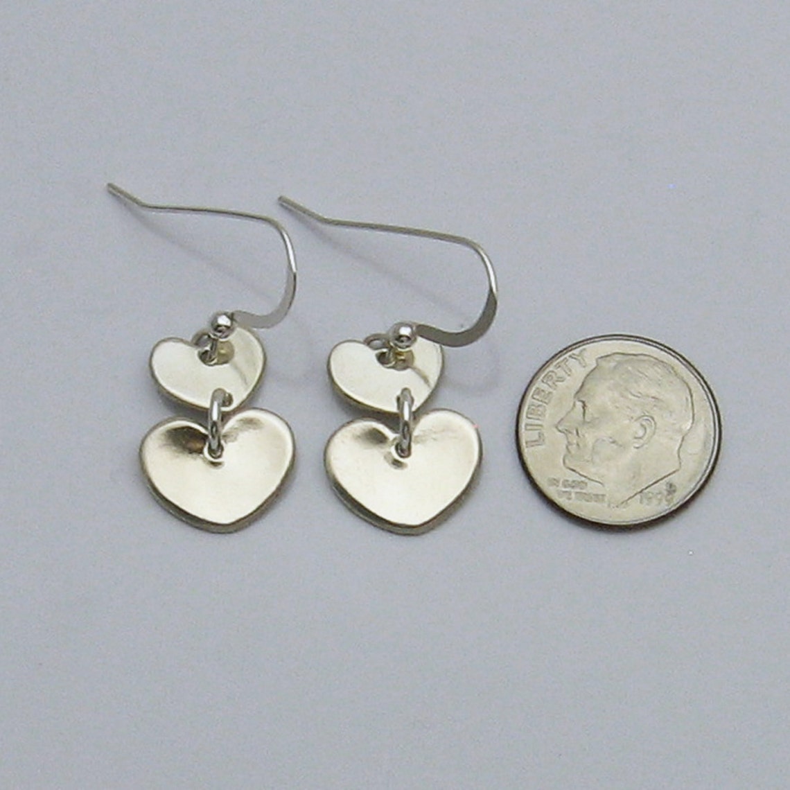 Handmade Silver Heart Earrings Heart Dangle Earrings Heart - Etsy