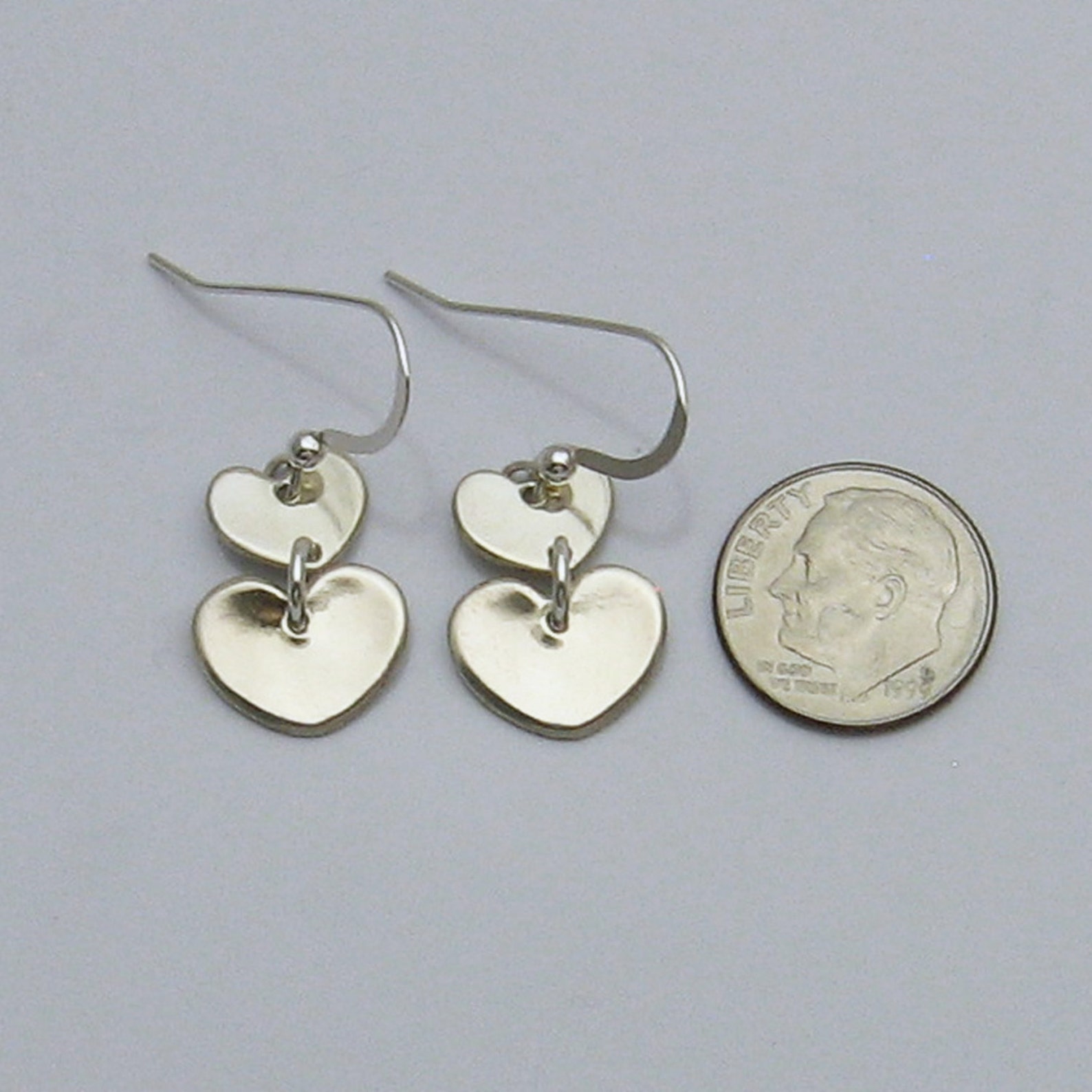 Handmade Silver Heart Earrings Heart Dangle Earrings Heart | Etsy