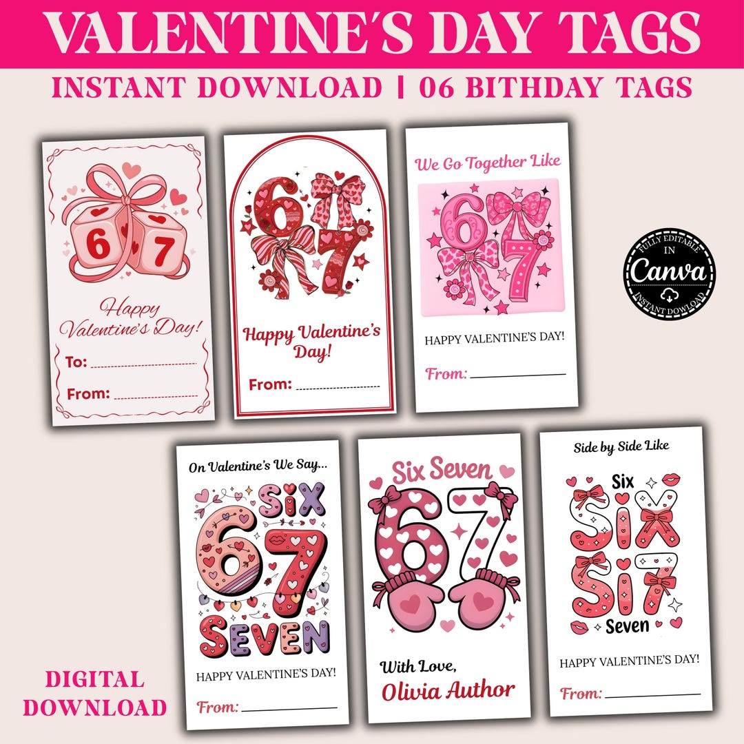 Editable Valentine Gift Tags Canva Template, Cute Pink Heart Favor Tags ...