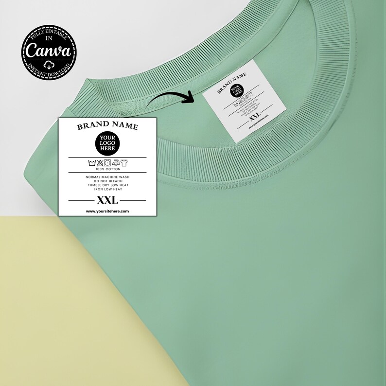 Clothing Neck Tag Template Bundle, T-shirt Labels, DIY Garment Care ...