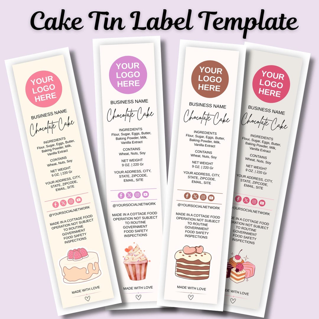 Editable Bakery Label Template Canva, Cottage Food Packaging Sticker ...