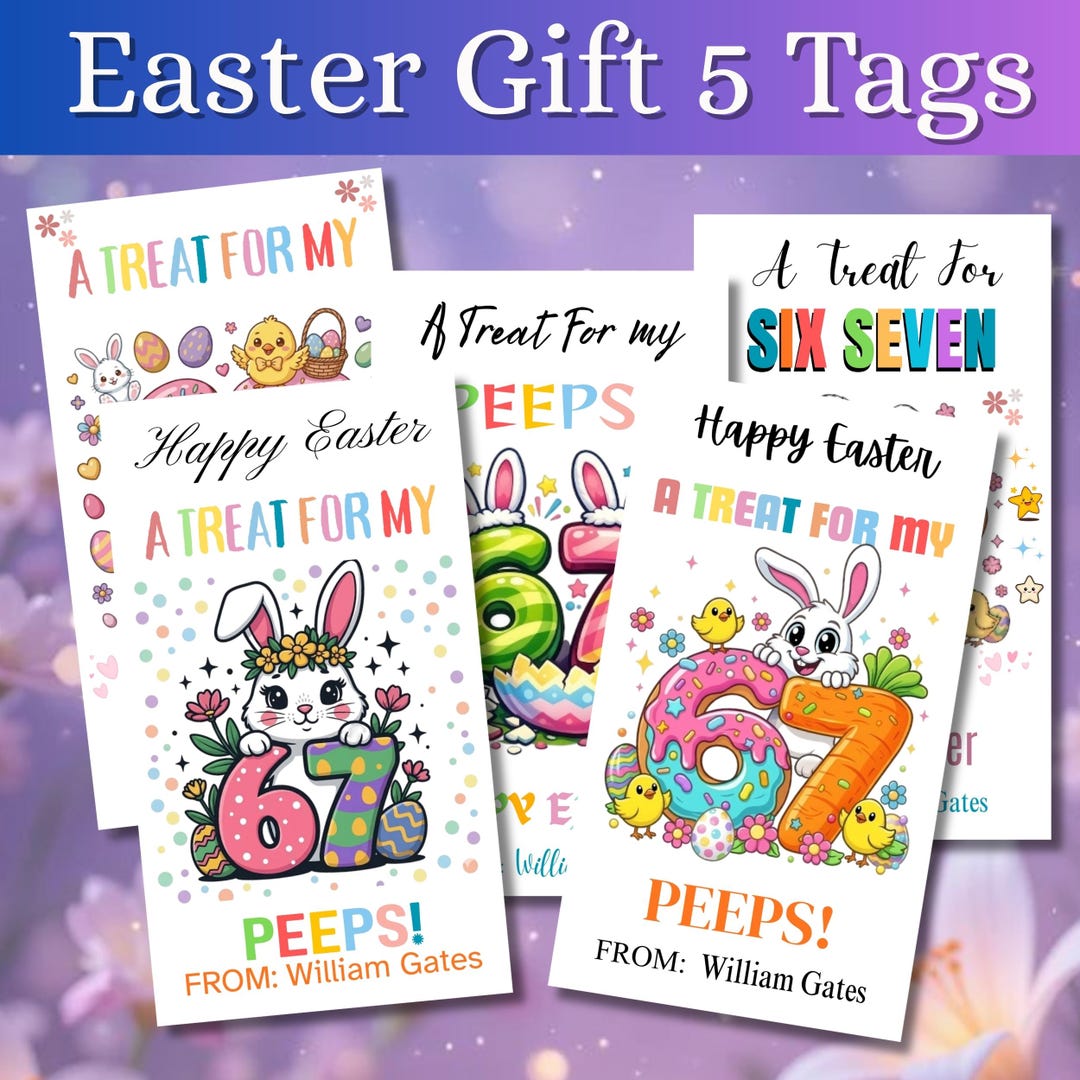 Editable Easter Gift Tags Canva, Pastel Peeps Treat Tags Template, Kids ...