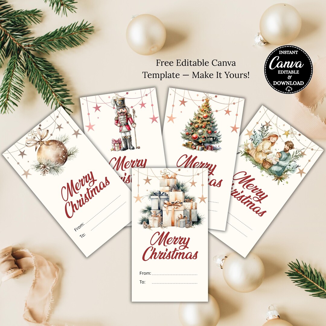 Editable Christmas Gift Tags Bundle: Printable Merry Christmas Labels ...