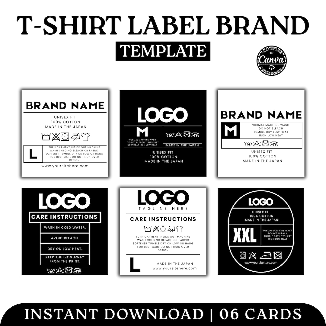 Editable Clothing Tag Bundle Canva Template, T-shirt Neck Label, DIY ...