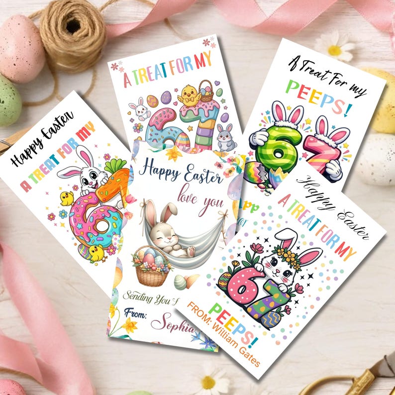 Editable Easter Gift Tags Canva, Pastel Peeps Treat Tags Template, Kids ...