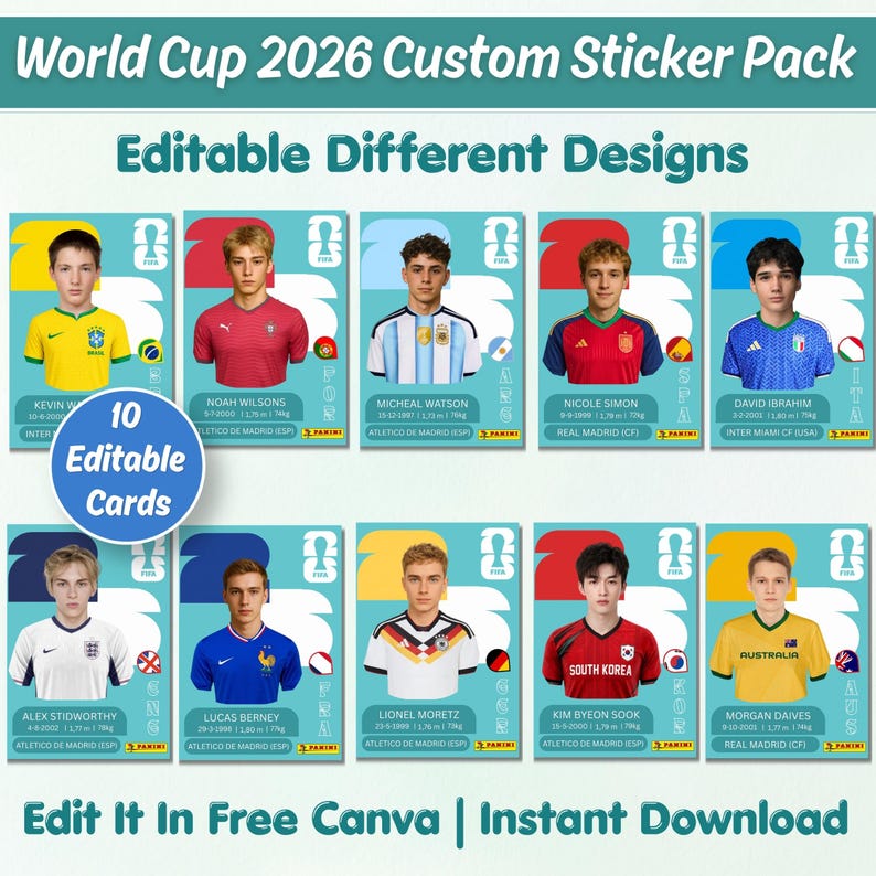 Personalized Soccer Card Template Canva, Custom Football Trading Card ...