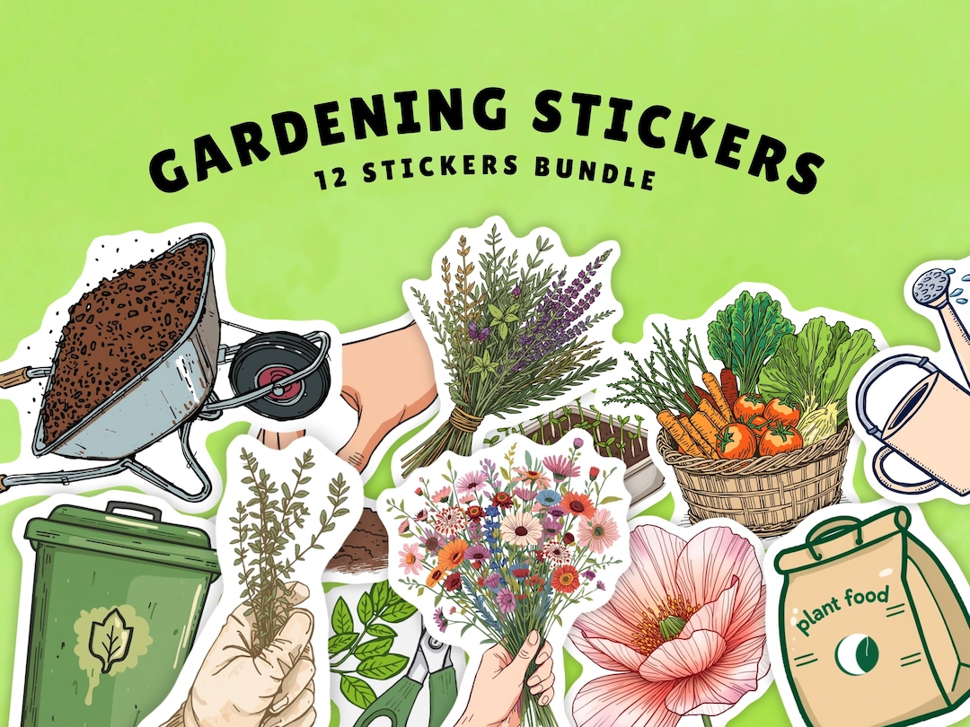 Gardening Sticker Set Cute Botanical Vegetable Garden Planner Stickers ...