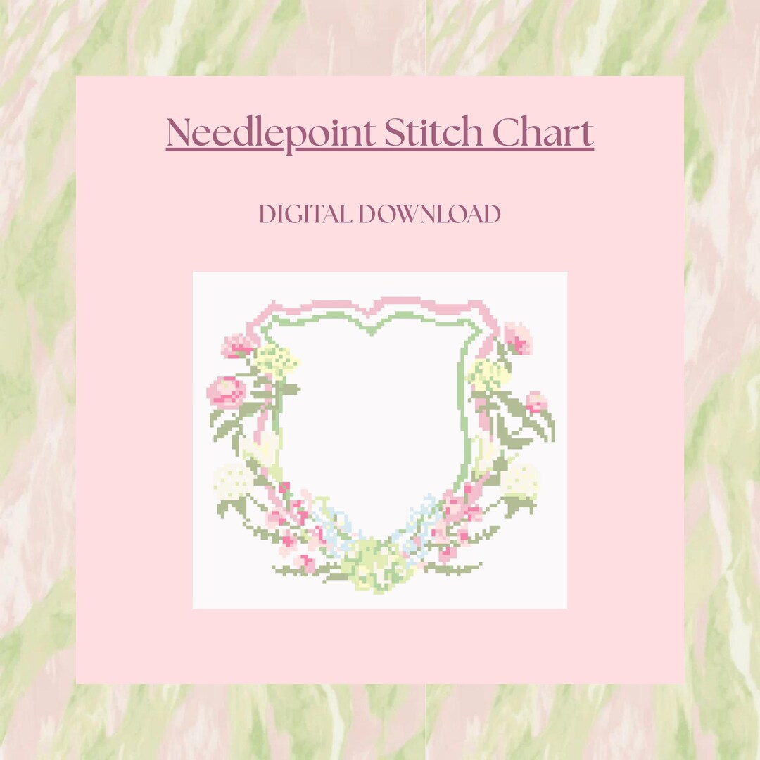 Lily & Peony Crest Needlepoint Chart - Digital PDF Download - Etsy