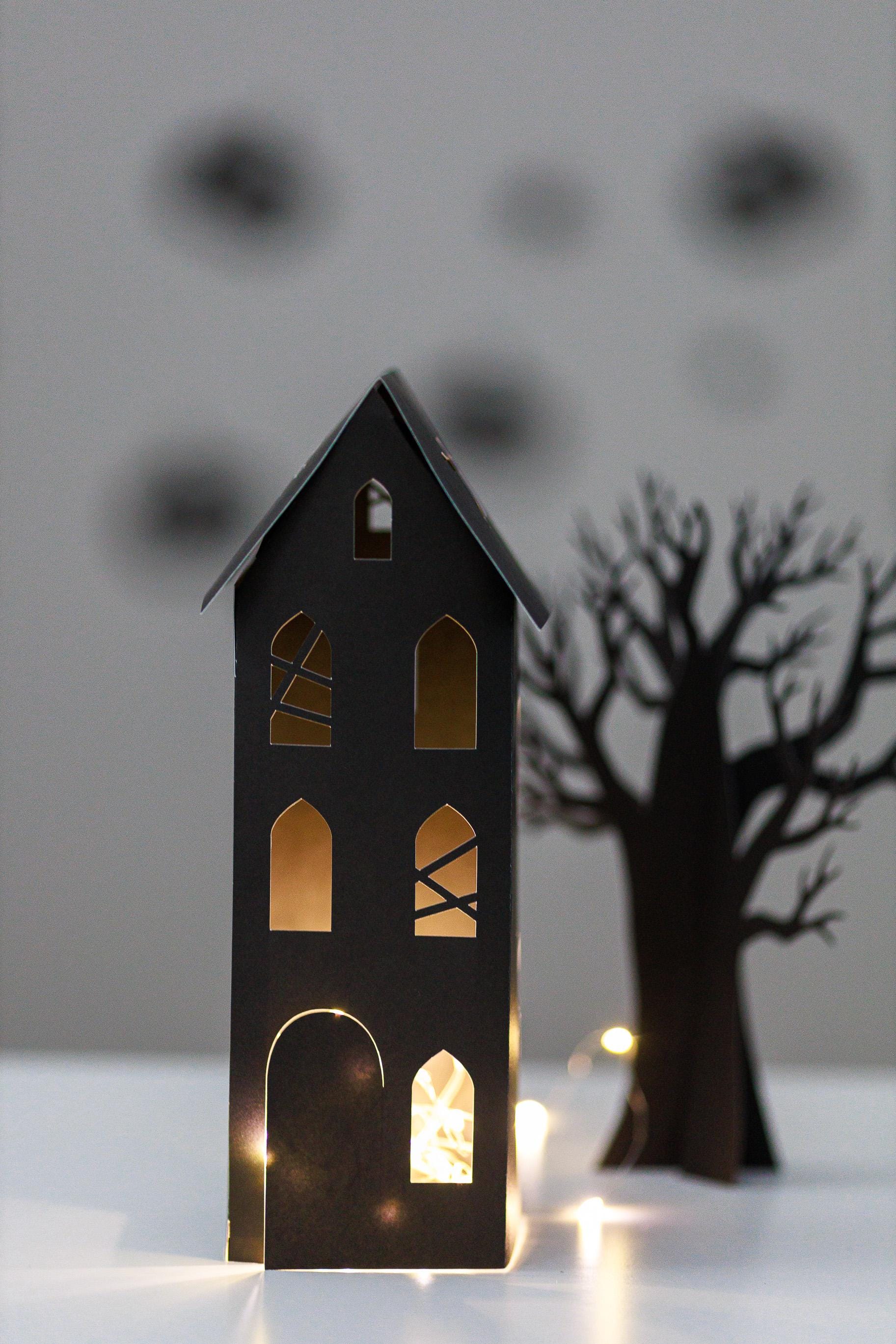 Halloween Village SVG Templates: Haunted House, Church, Tree (digital ...