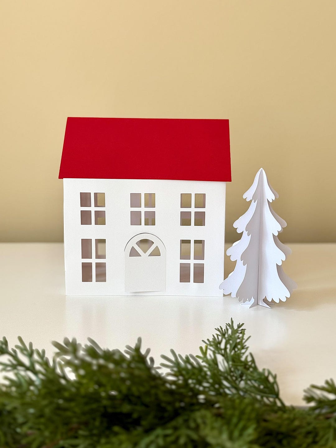 Christmas House SVG + Tree | Paper Craft Template for Cricut | DIY ...