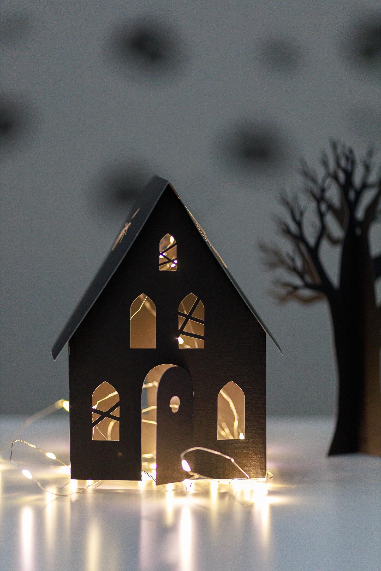 Halloween Village SVG Templates: Haunted House, Church, Tree (digital ...