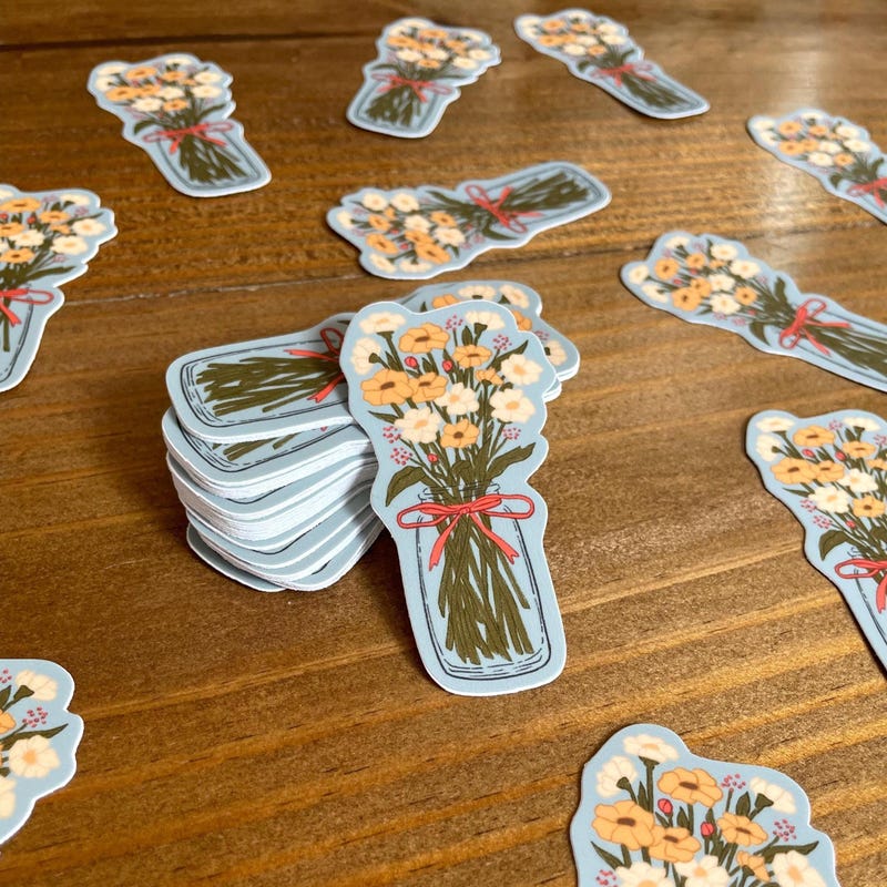 Blue Bouquet Stickers - Etsy