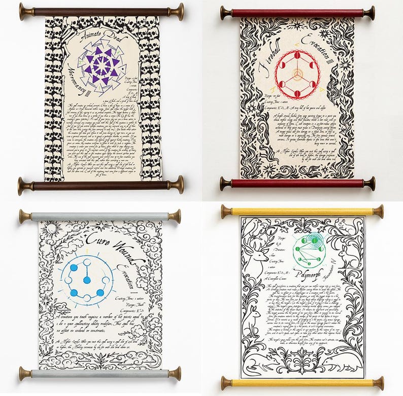 Handmade D&D 5e Spell Scrolls: Arcane Archive Canvas Props Set - Etsy