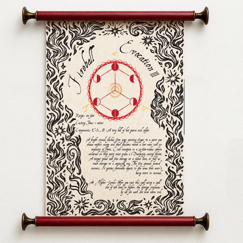 Fireball Spell Scroll: D&D 5e Canvas Prop - TTRPG Tabletop Accessory - Etsy