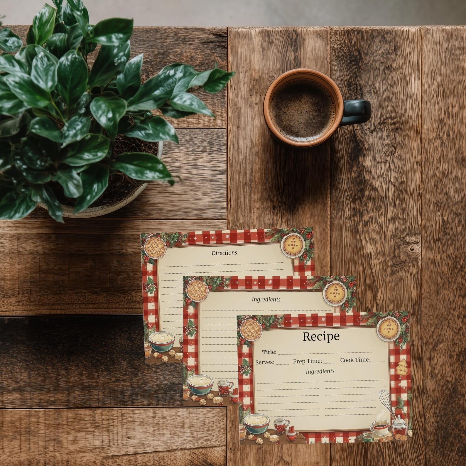 Printable Christmas Recipe Card Template | Cozy Cottagecore Baking ...